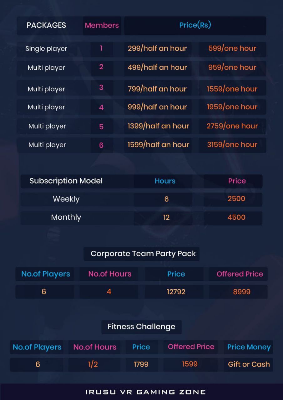 VR gaming packages - VR Gaming Zone